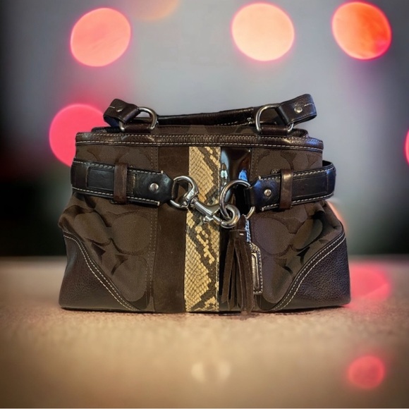 Coach | Bags | Vintage Coach Hampton Signature Handbag Brown Leather ...